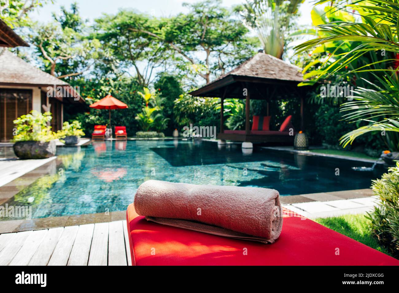 Indonesia, Bali, Poolside of luxurious villa in summer Stock Photo - Alamy