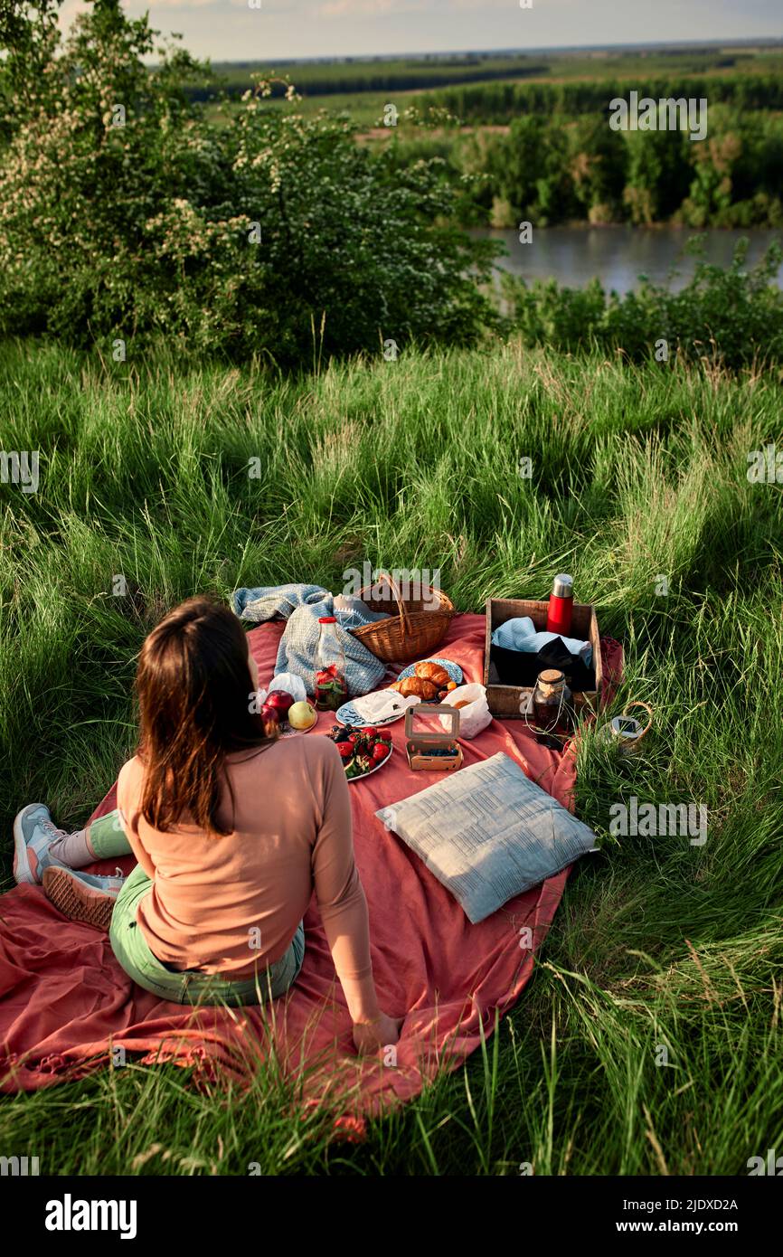Woman on picnic in hi-res stock photography and images - Alamy