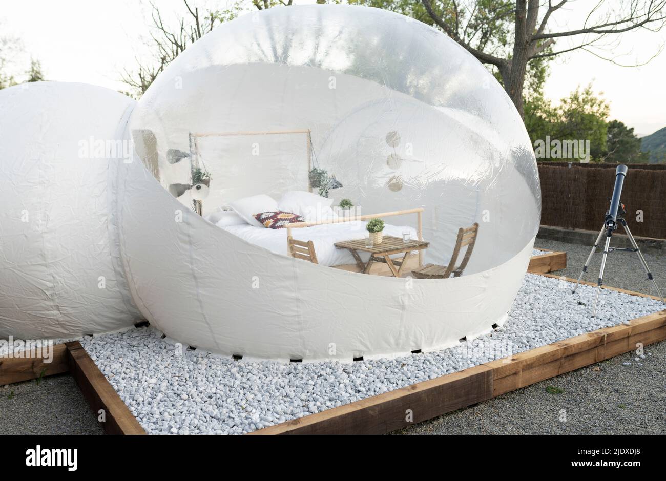 Empty transparent dome hotel room Stock Photo - Alamy