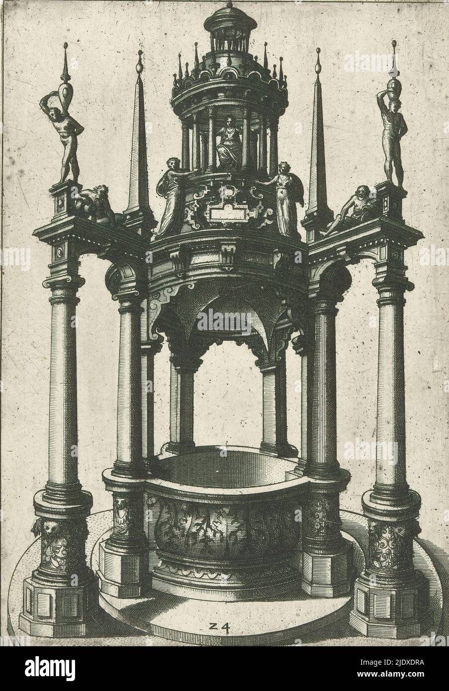 Freestanding round well with double columns, Water wells (series title ...