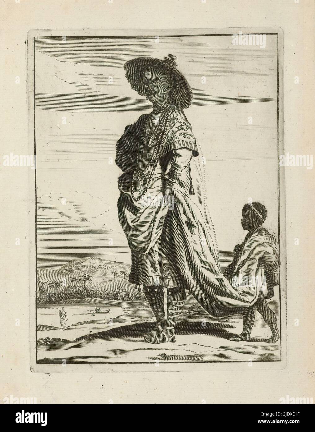 Black woman with small servant, Elegantly dressed black woman, walking ...