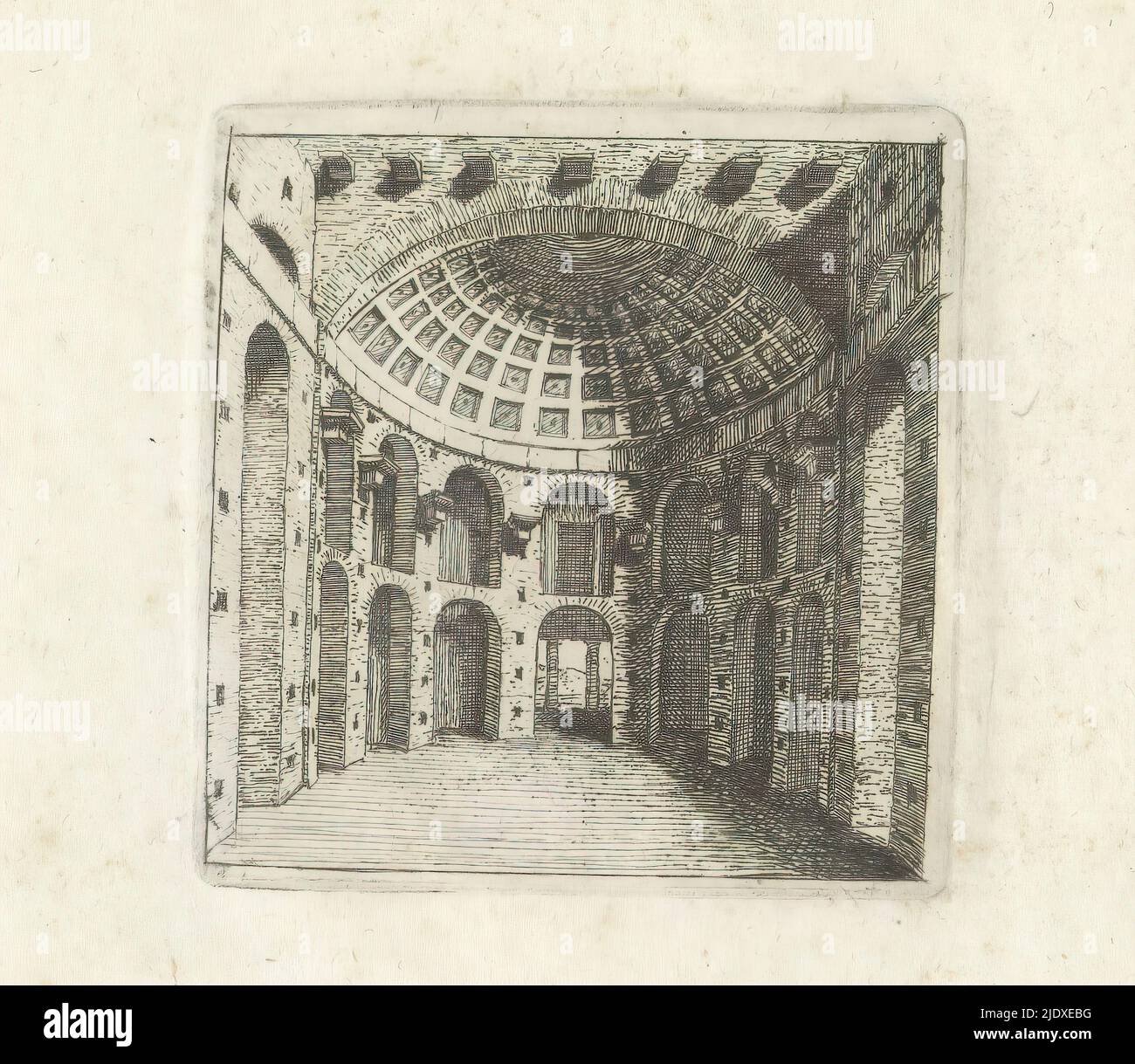 Decor design showing a circular temple with niches, Print is part of an ...