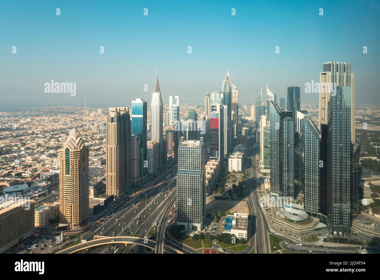United Arab Emirates, Dubai, View of downtown skyscrapers and ...