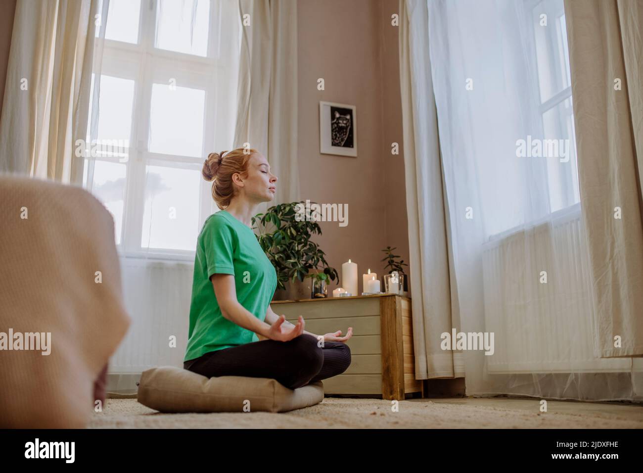 Woman breathing exercise bed hi-res stock photography and images - Alamy