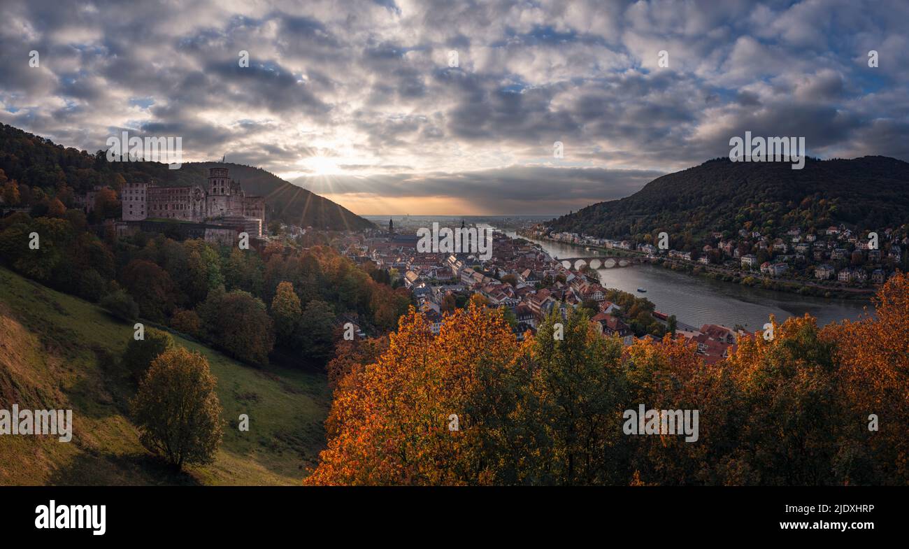 Heidelberg castle and surrounding town autumn sunset hi-res stock photography and images - Alamy