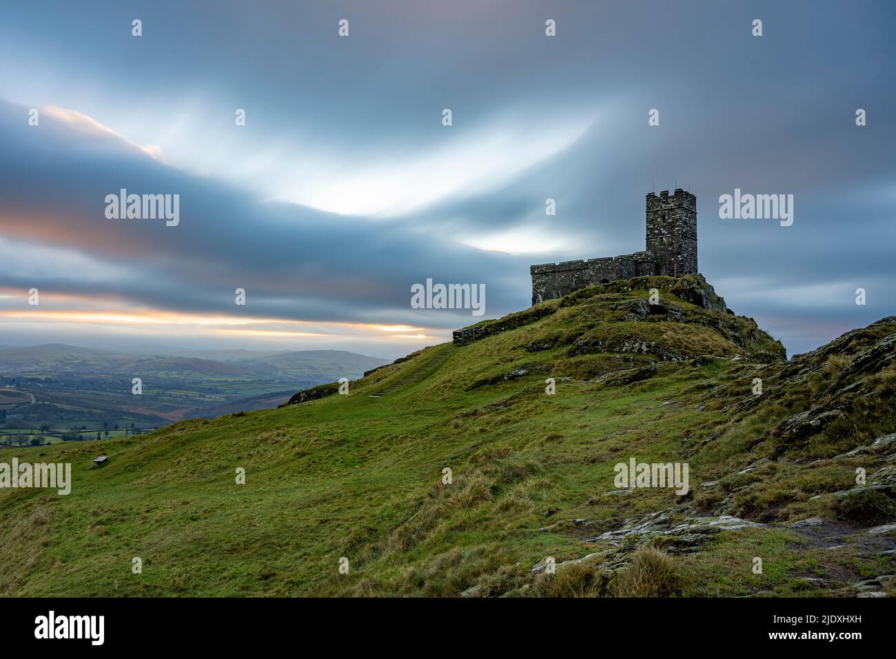 Cloudy sky secluded brentor church dusk hi-res stock photography and ...