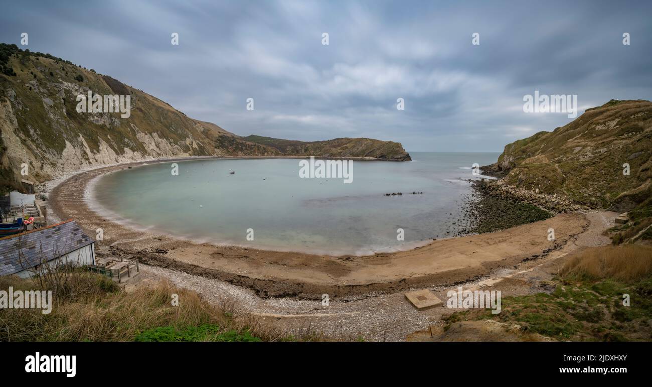 UK, England, Panoramic view of bay along Jurassic Coast Stock Photo - Alamy