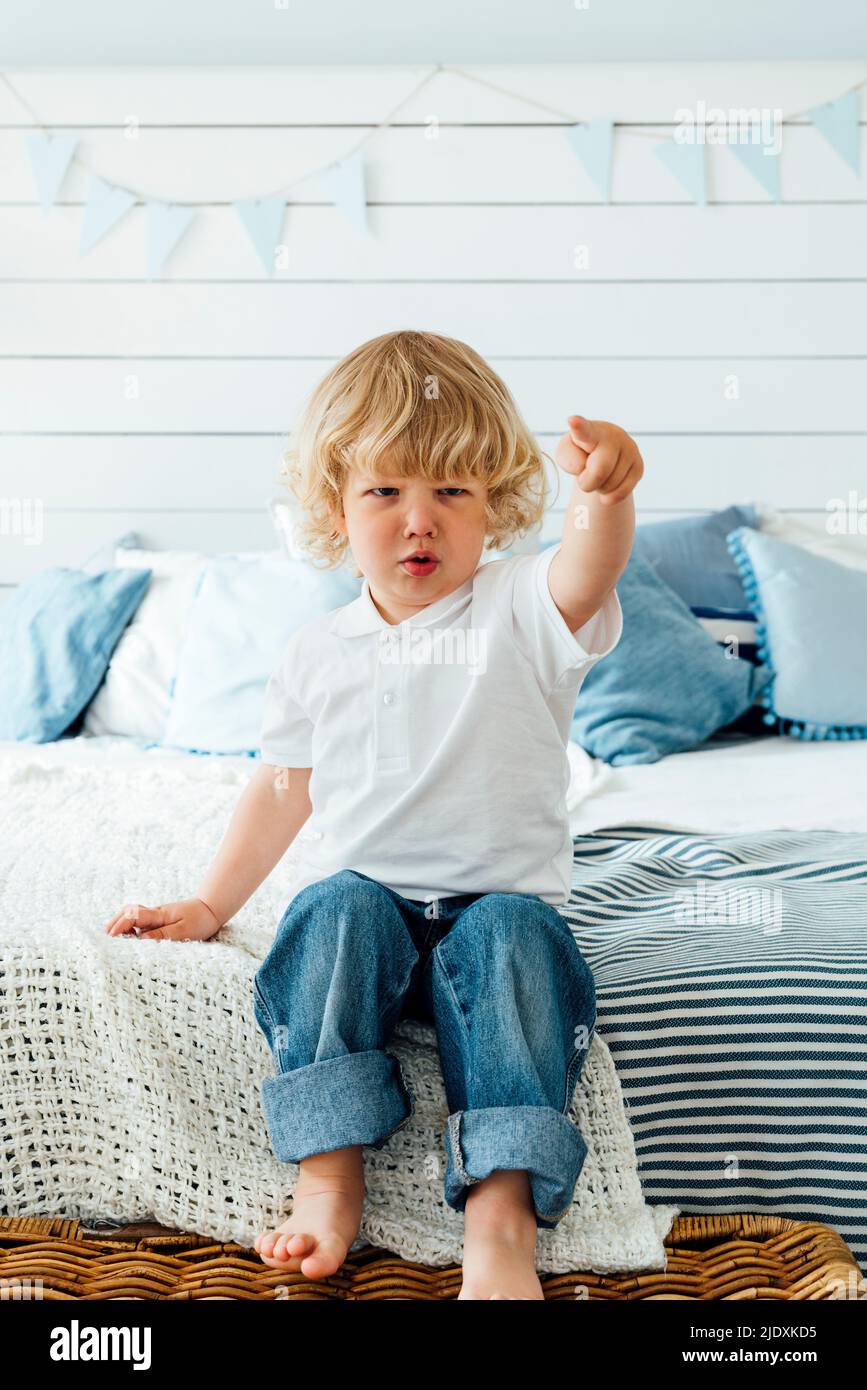 Angry boy bed hi-res stock photography and images - Alamy