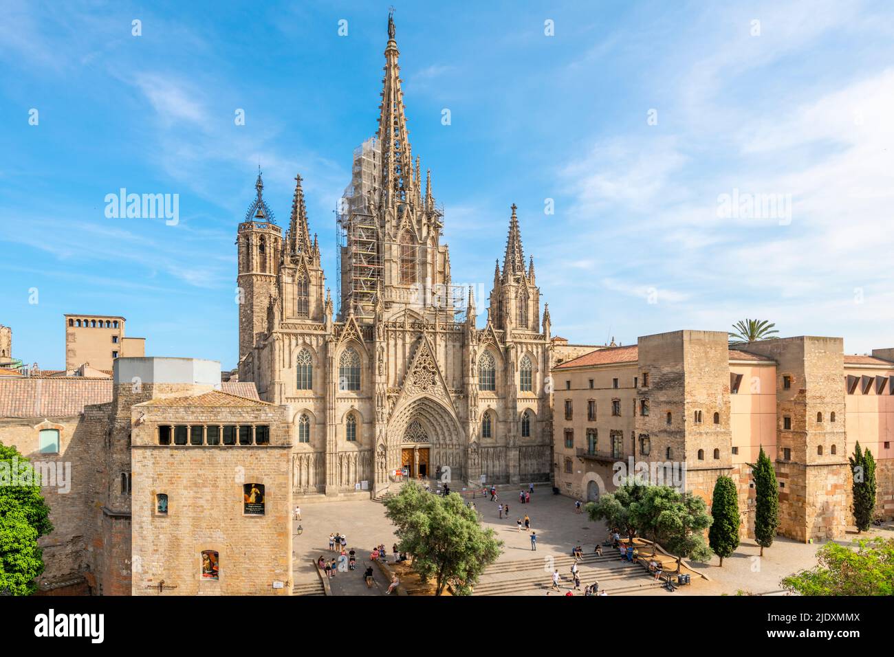 View of the Gothic Cathedral of the Holy Cross and Saint Eulalia, also ...