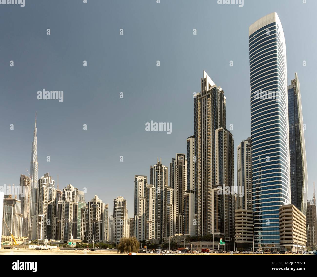 United Arab Emirates, Dubai, Tall skyscrapers of Business Bay district ...