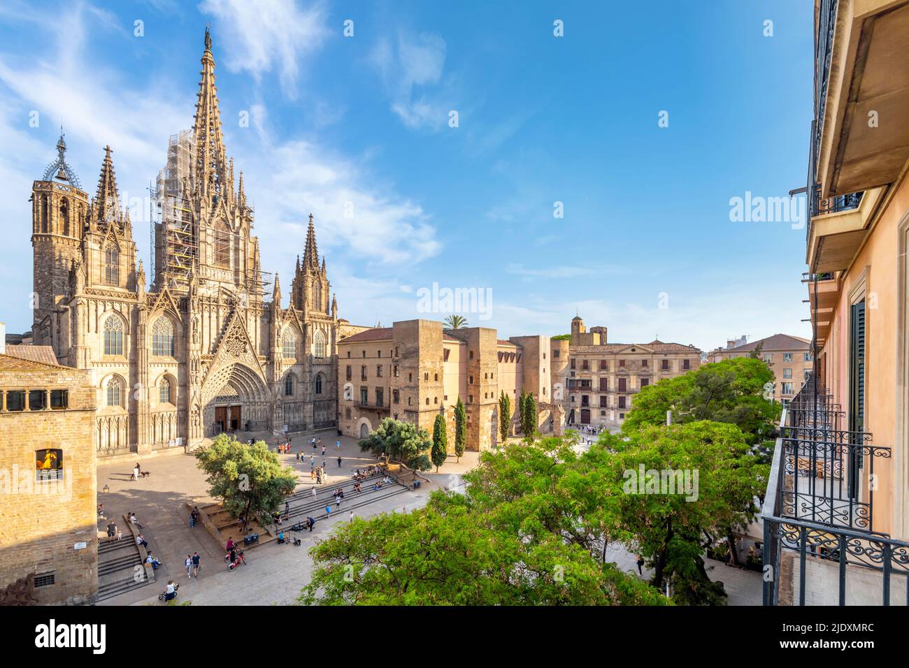 View of the Gothic Cathedral of the Holy Cross and Saint Eulalia, also ...