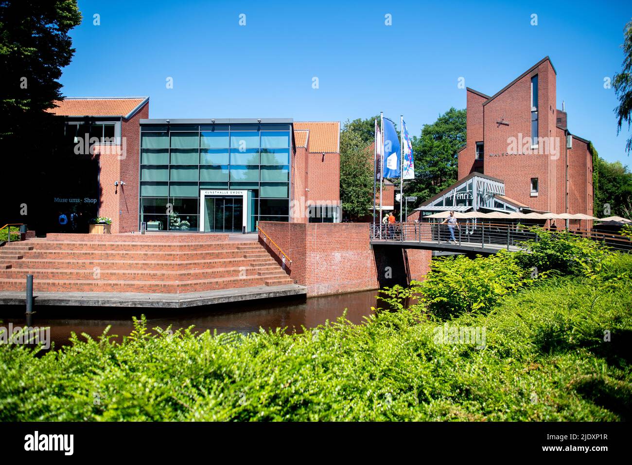 Emden, Germany. 23rd June, 2022. The glass entrance to the Emden Art ...