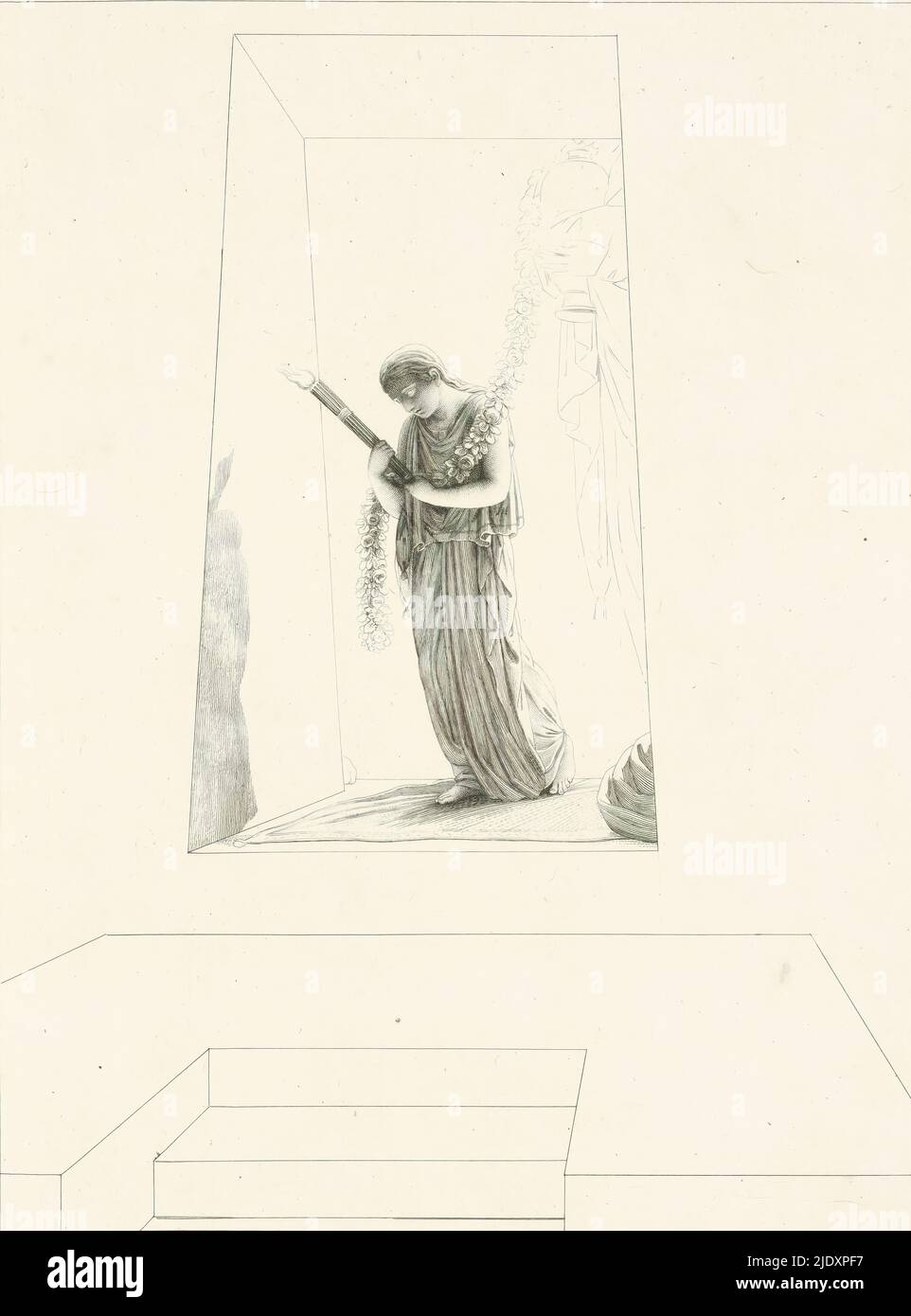 Weeping girl with torch and garland of flowers, Tomb monument of Maria ...