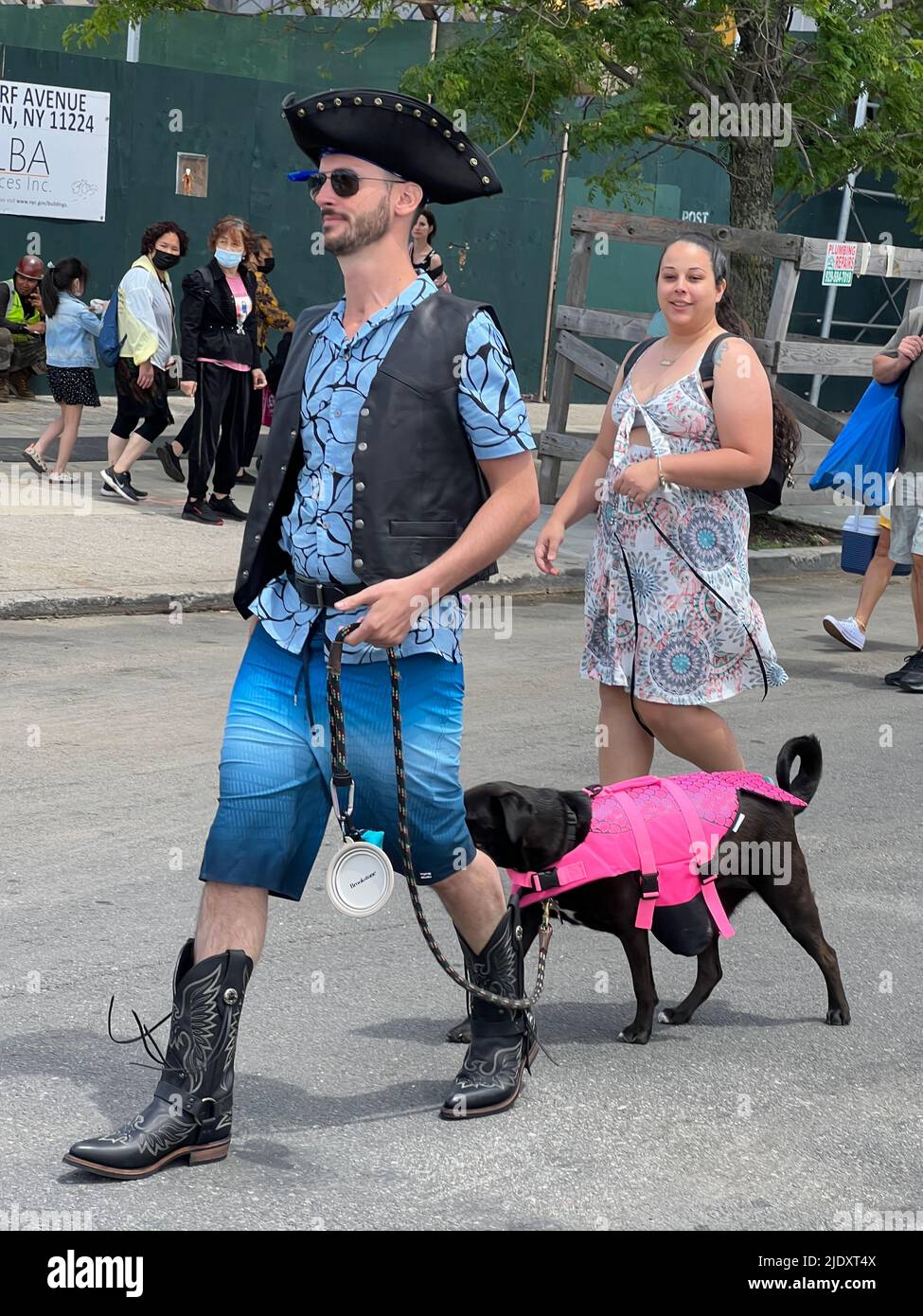 Pirate and his dog at the Mermaid Parade at Coney Island in Brooklyn ...