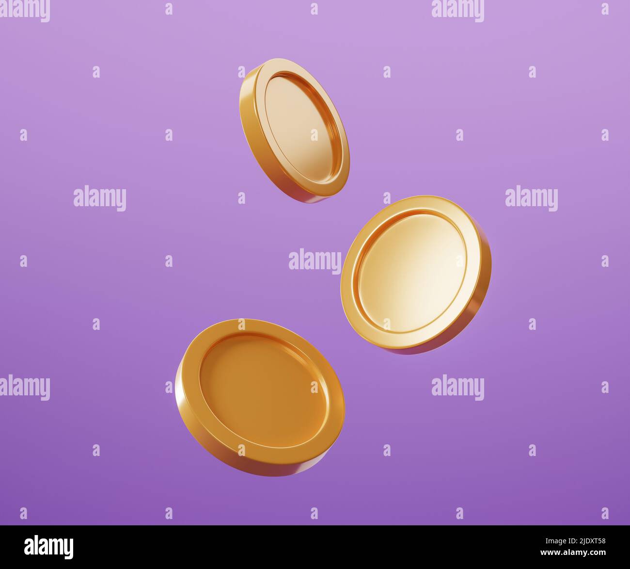 Coins motion on purple background, coin icon symbol. 3d illustration ...