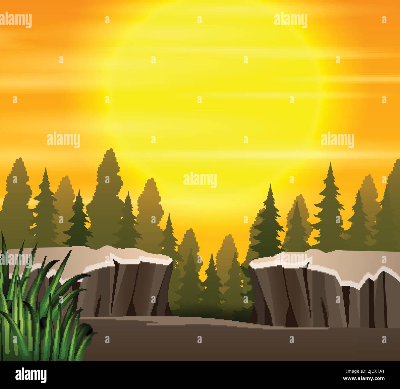 Cartoon a nature sunset scene background Stock Vector Image & Art - Alamy