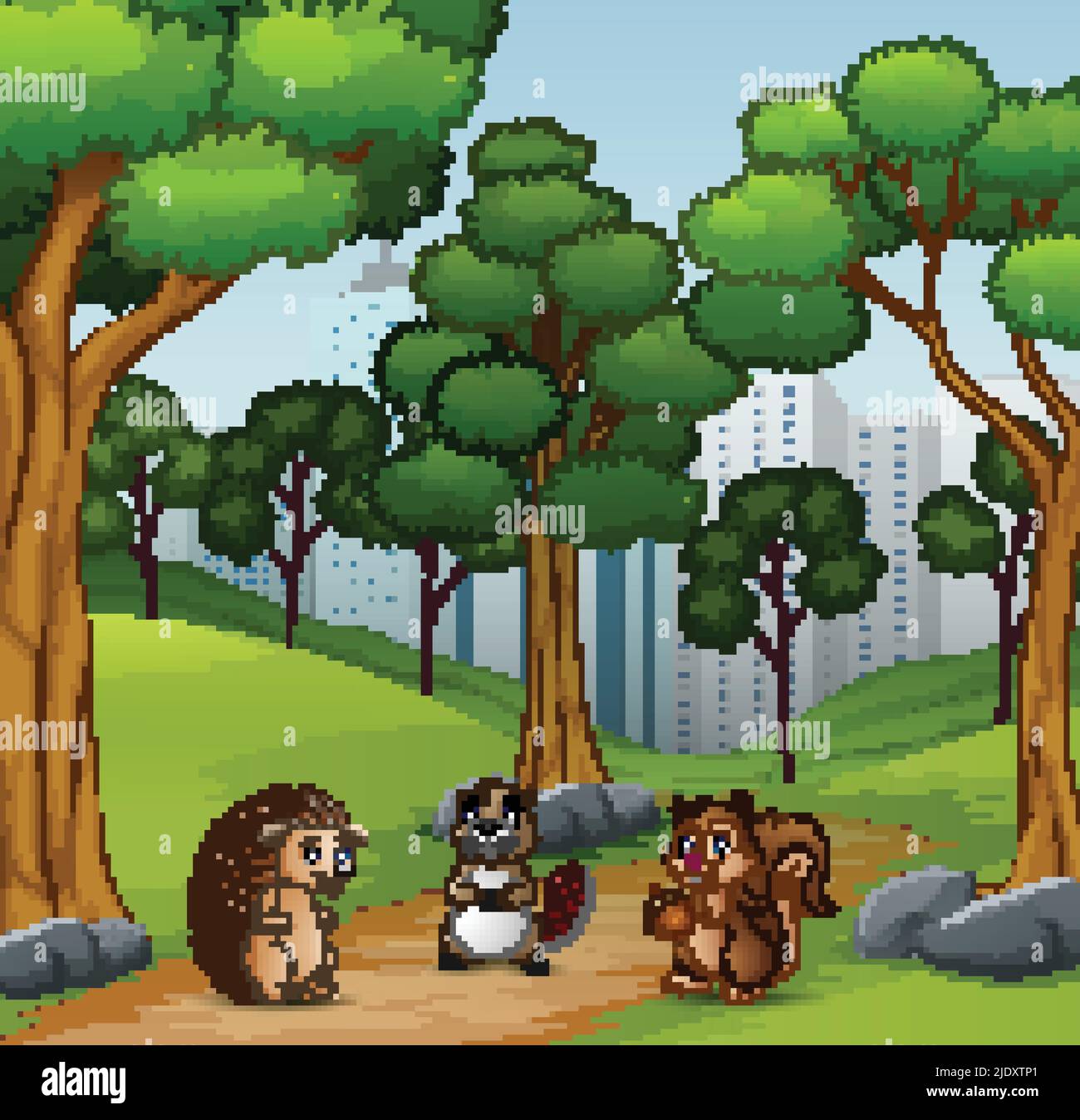 Animals playing in forest Stock Vector Images - Alamy