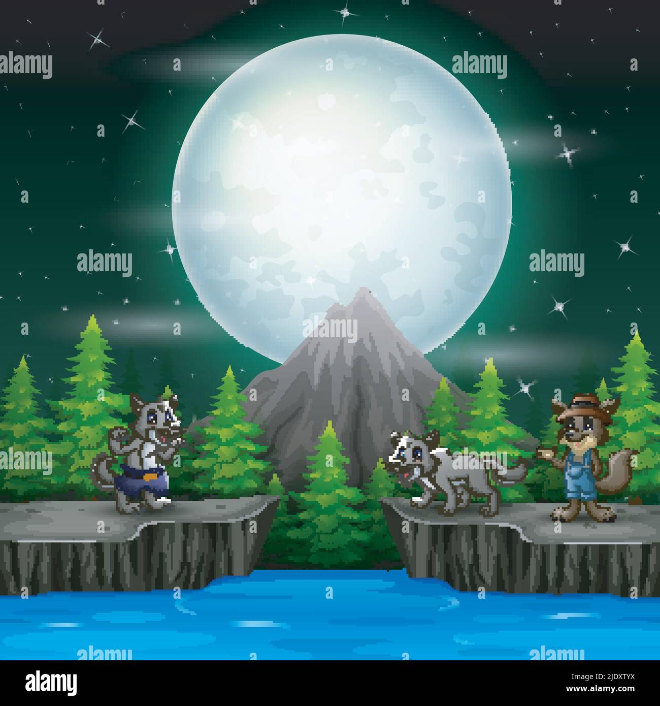 Wolf on rock Stock Vector Images - Alamy