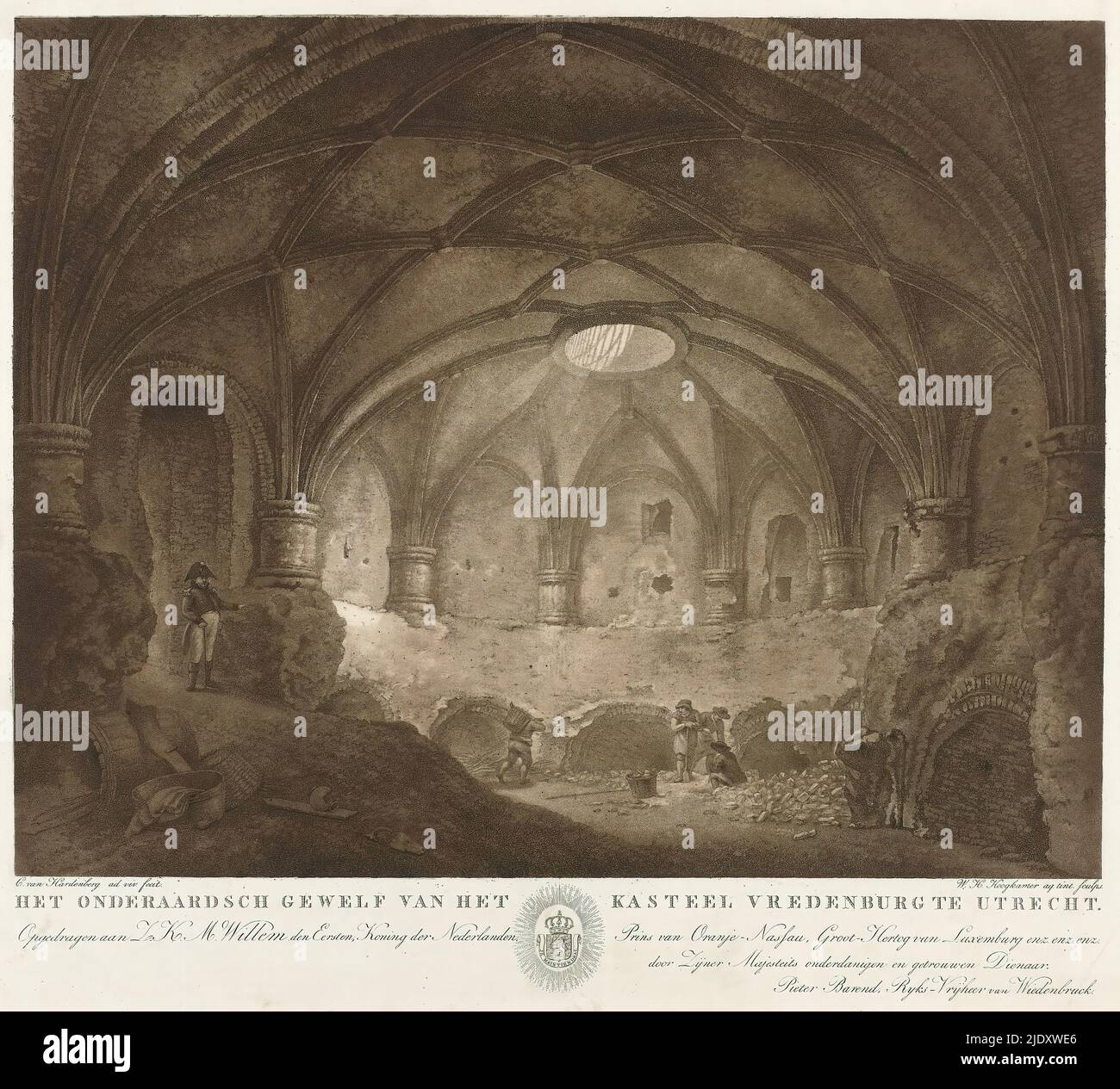 The subterranean vault of the castle Vredenburg in Utrecht (title on ...