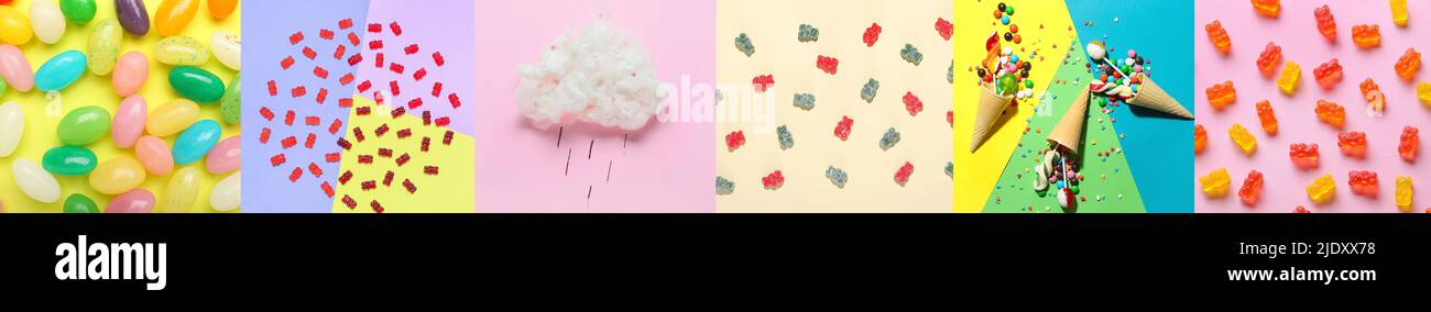 Collage with many different candies and sweets Stock Photo - Alamy