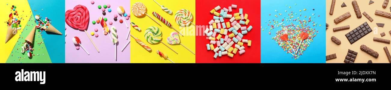 Collage with many different candies and sweets Stock Photo - Alamy