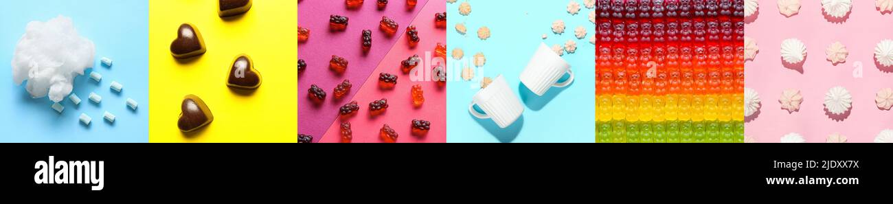 Collage with many different candies and sweets Stock Photo - Alamy