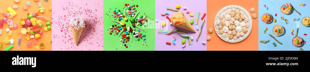 Collage with many different candies and sweets Stock Photo - Alamy
