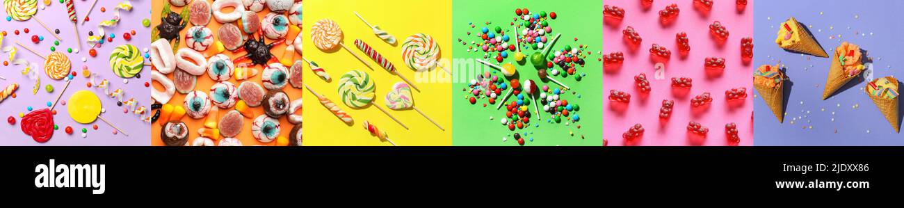 Collage with many different candies and sweets Stock Photo - Alamy