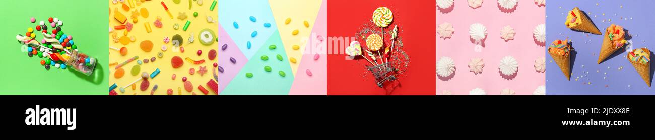 Collage with many different candies and sweets Stock Photo - Alamy