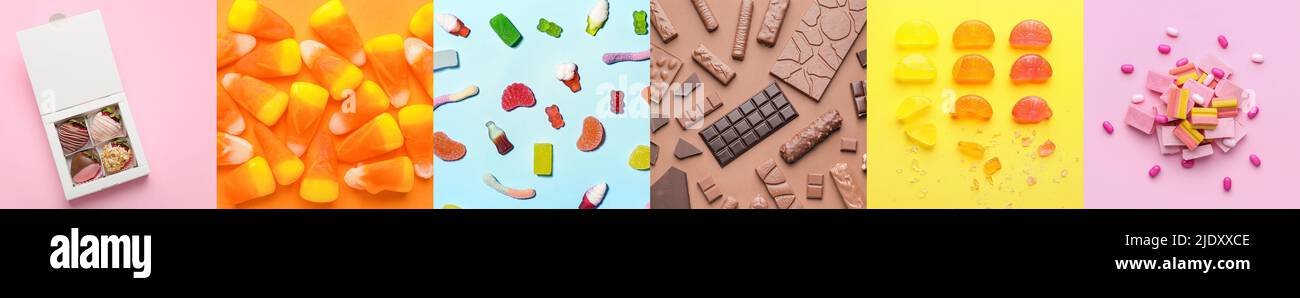 Collage with many different candies and sweets Stock Photo - Alamy