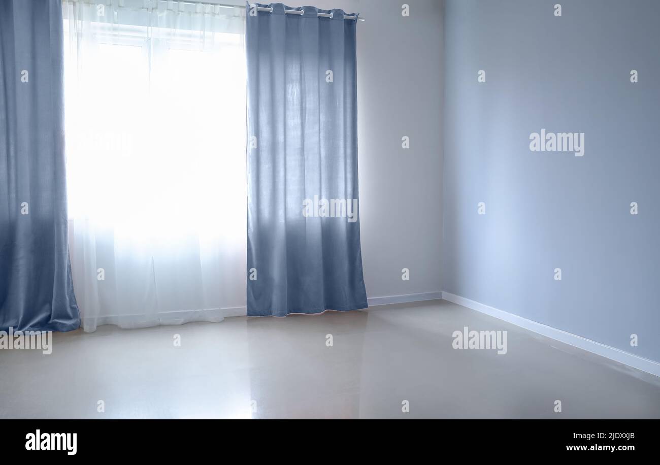 Beautiful curtains in cozy empty room Stock Photo - Alamy