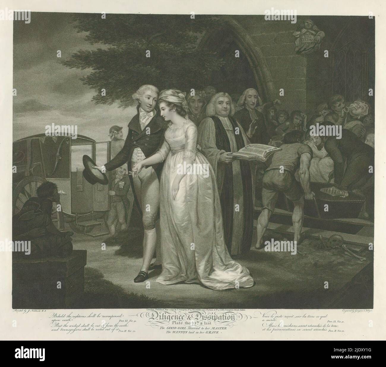 Newlywed modest maid walks to a carriage while the dissolute maid is ...