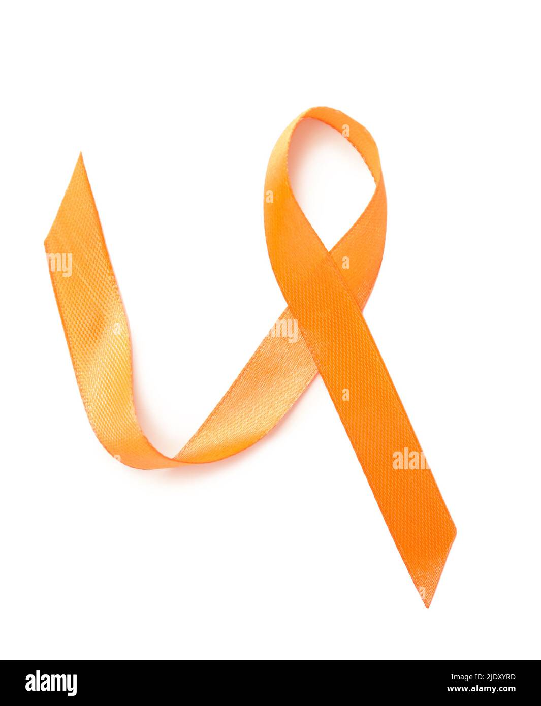 Orange ribbon on white background. Kidney cancer concept Stock Photo ...