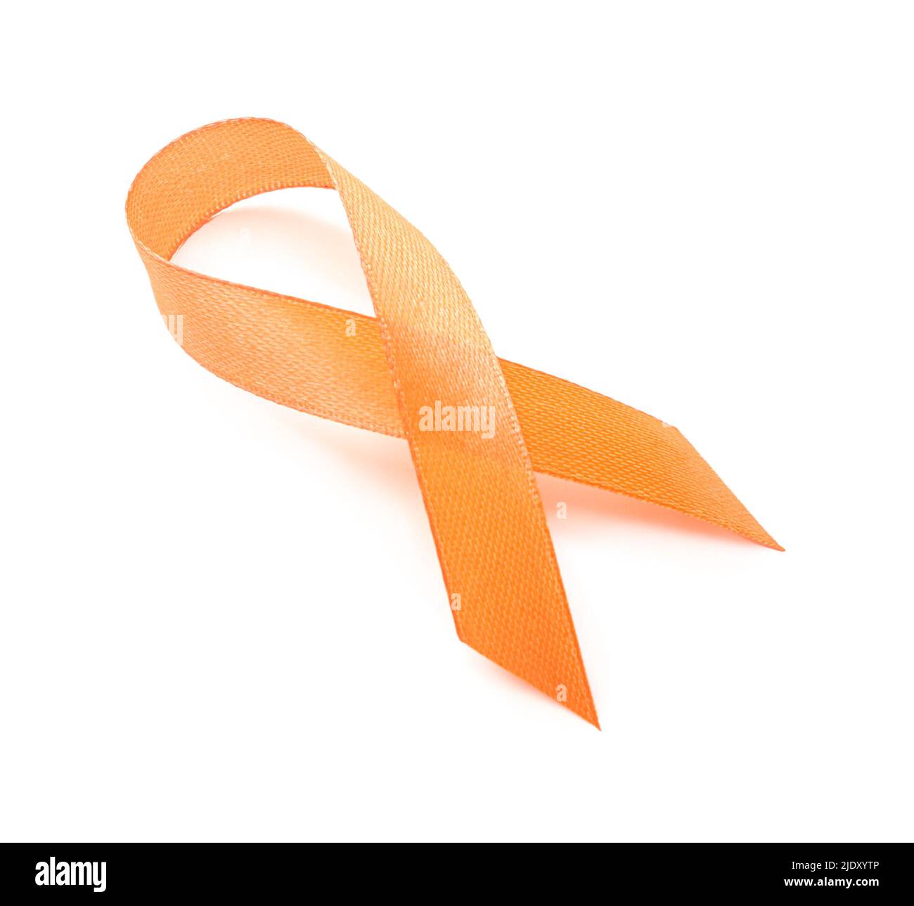 Orange ribbon on white background. Kidney cancer concept Stock Photo ...