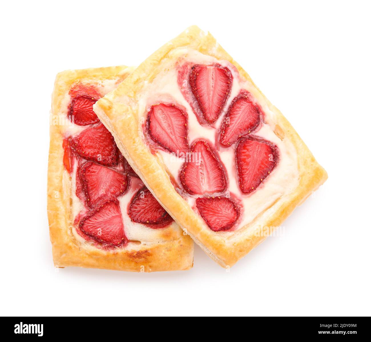 Strawberry puff pastries on white background Stock Photo - Alamy