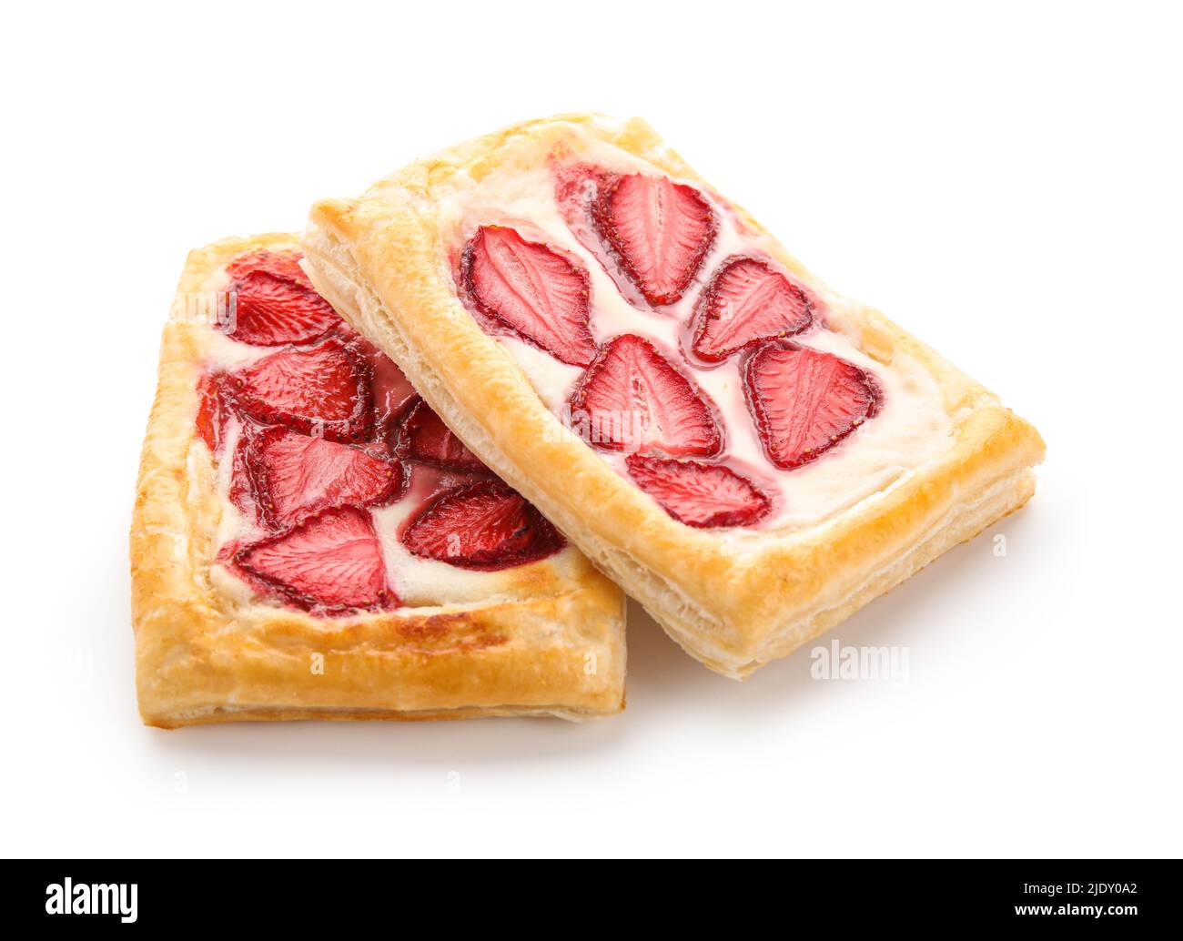 Strawberry puff pastries on white background Stock Photo - Alamy