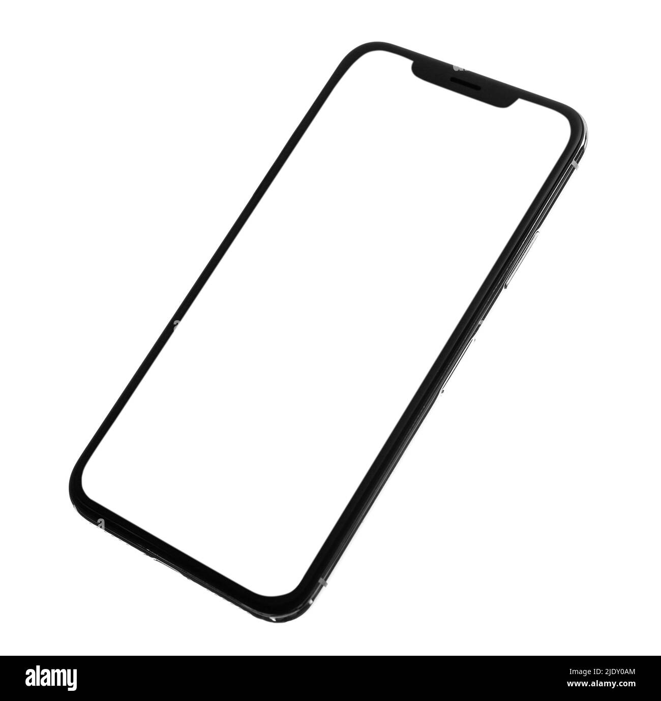 Modern smartphone on white background Stock Photo - Alamy