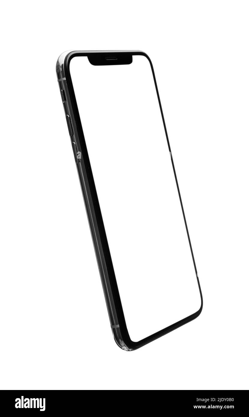 Modern smartphone on white background Stock Photo - Alamy