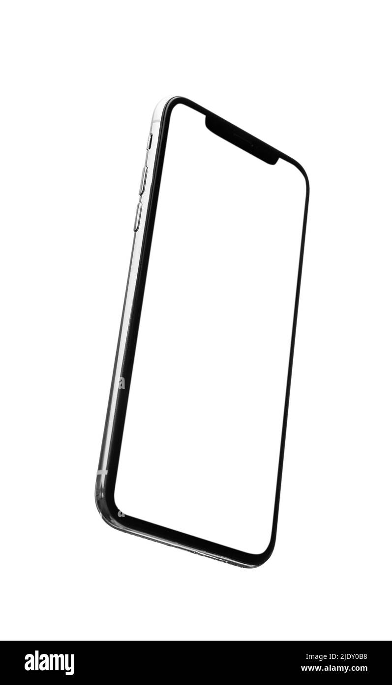 Modern smartphone on white background Stock Photo - Alamy