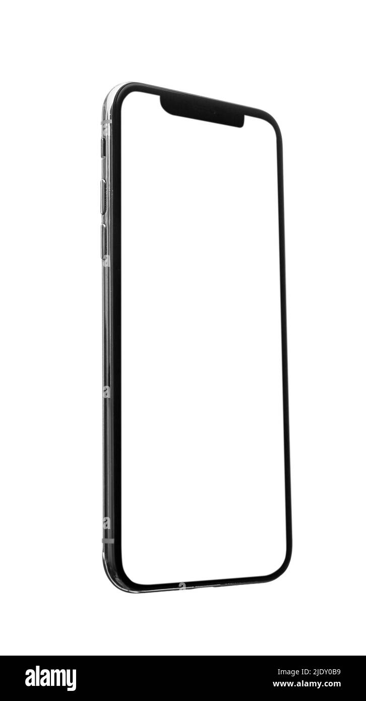 Modern smartphone on white background Stock Photo - Alamy