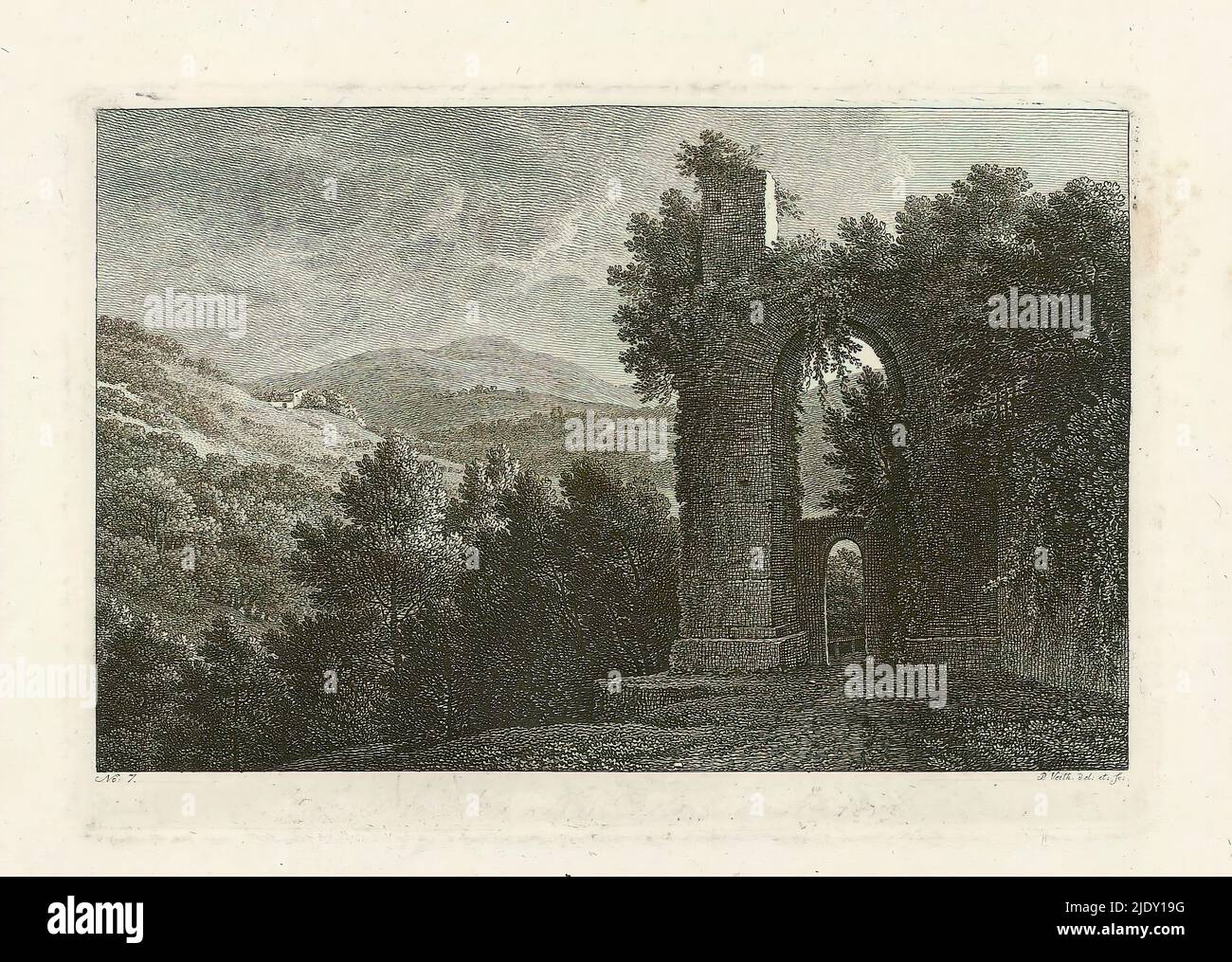 Landscape with overgrown ruins near Rome, Ruine in der Nähe von Rom ...