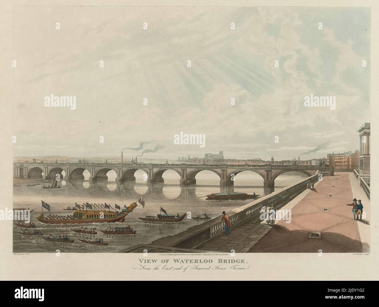 View of Waterloo Bridge from the east end of Somerset House Terrace ...