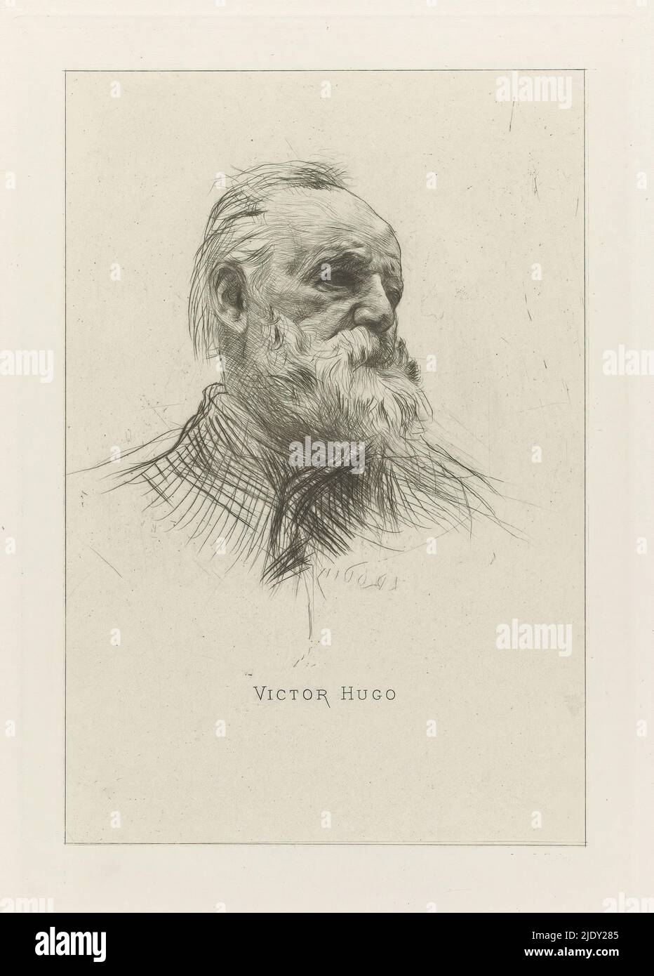 Portrait Victor Hugo, Head to right, with beard, viewed obliquely from ...