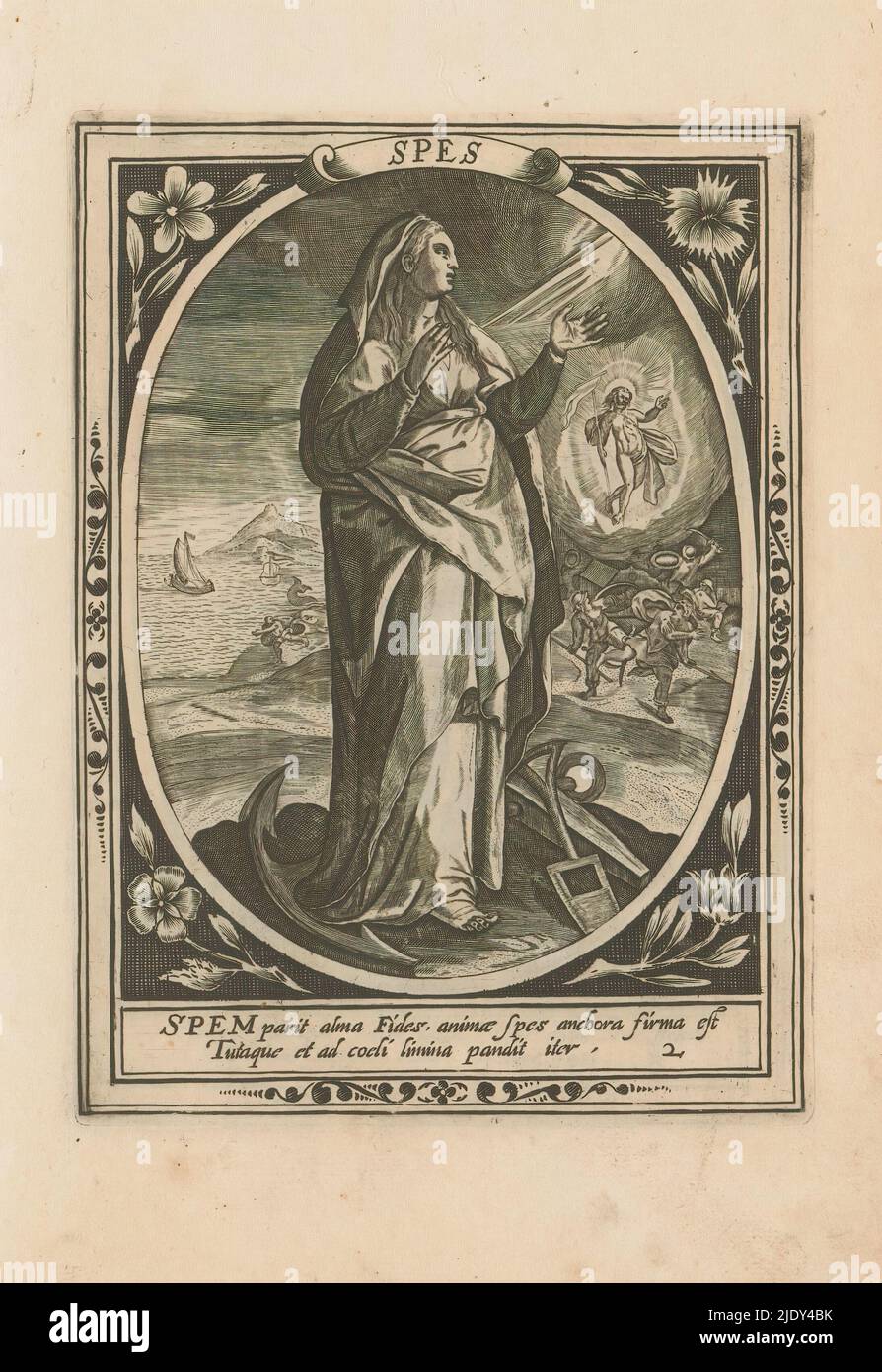 Hope, Spes (title on object), Seven theological and cardinal virtues ...