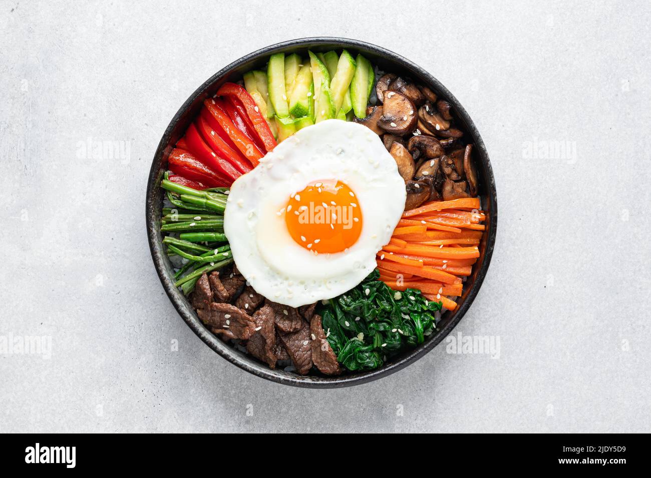 Bibimbap, traditional korean dish, top view Stock Photo - Alamy