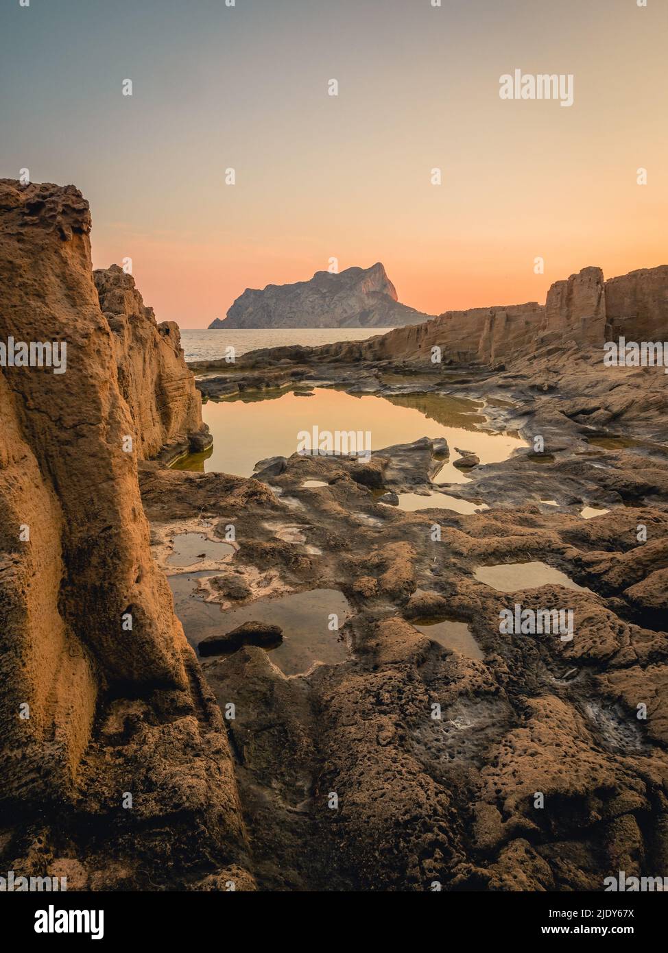 Natural coastal landscape and the Ifaz rock in the background Stock ...