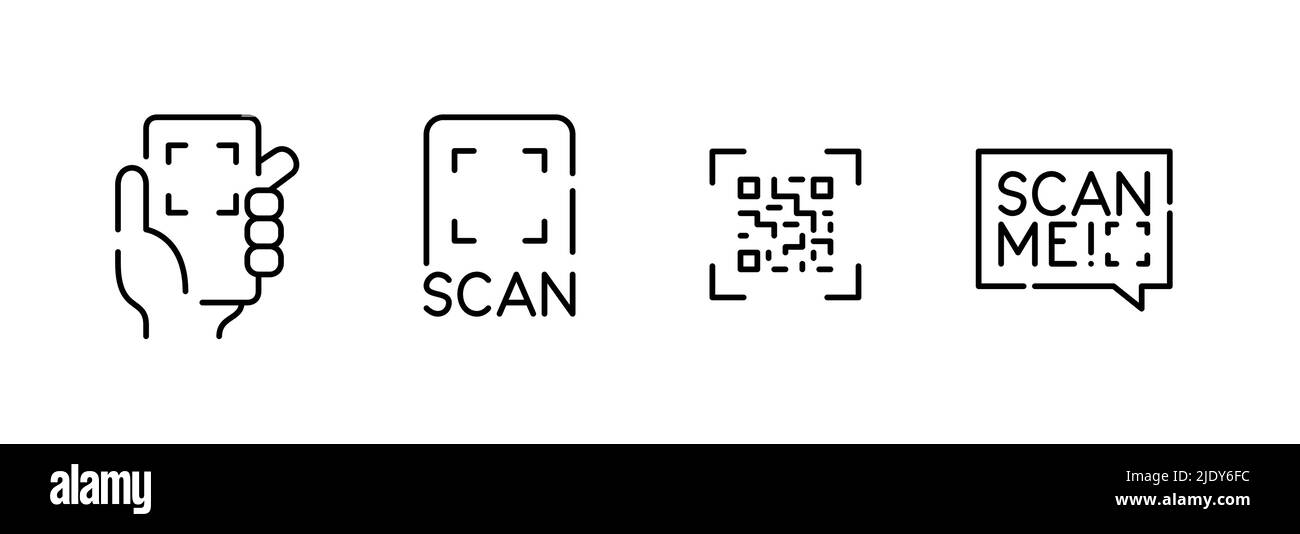 QR-code scan with a smartphone. Pixel perfect, editable stroke icons Stock Vector Image & Art ...