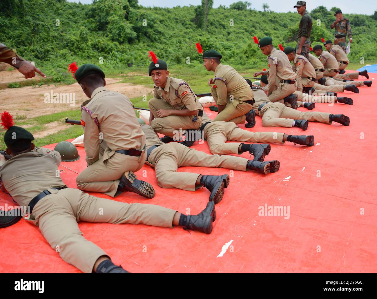 The NCC cadets (National cadets Corps) perform drills during a combined ...