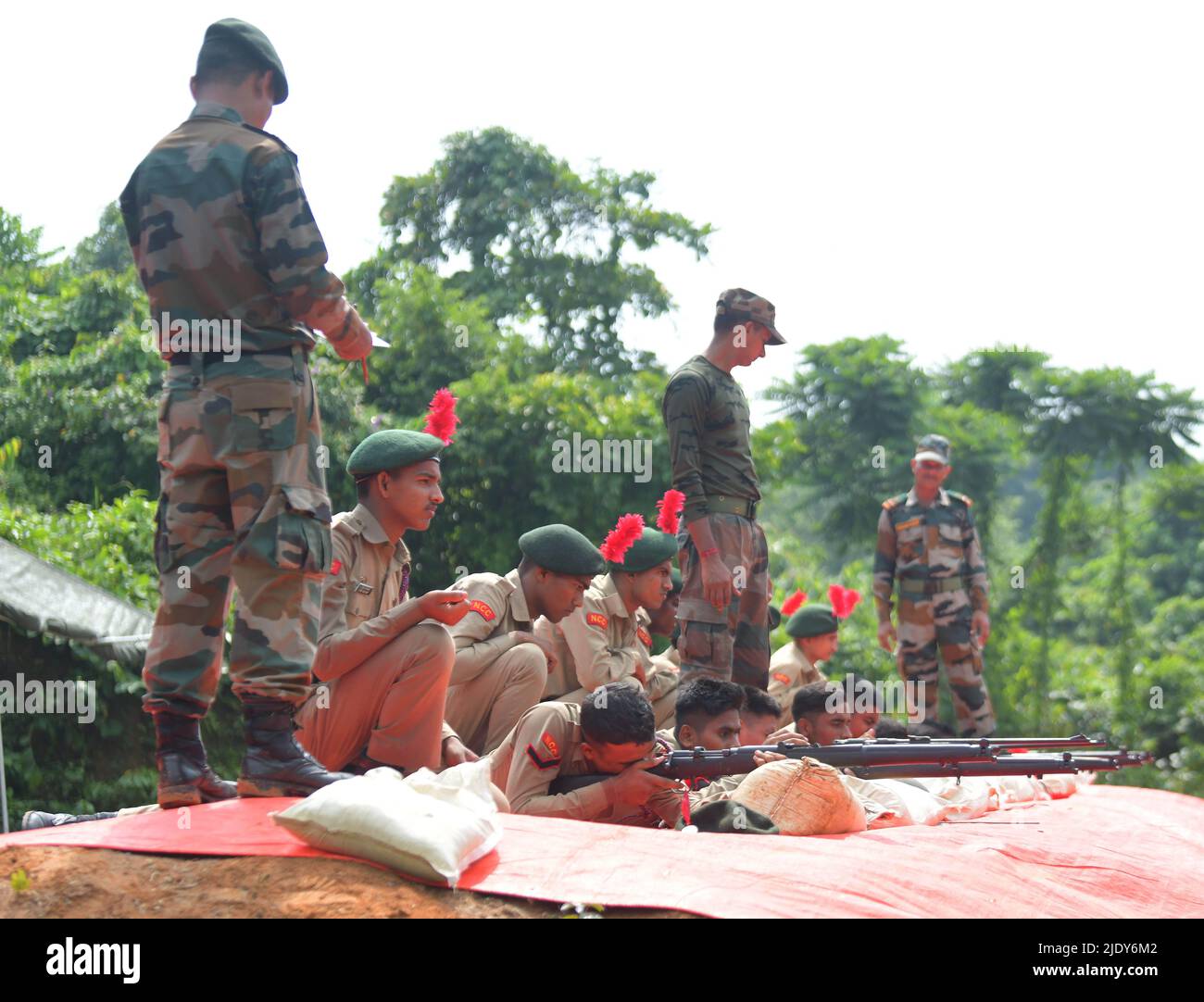 The NCC cadets (National cadets Corps) perform drills during a combined ...