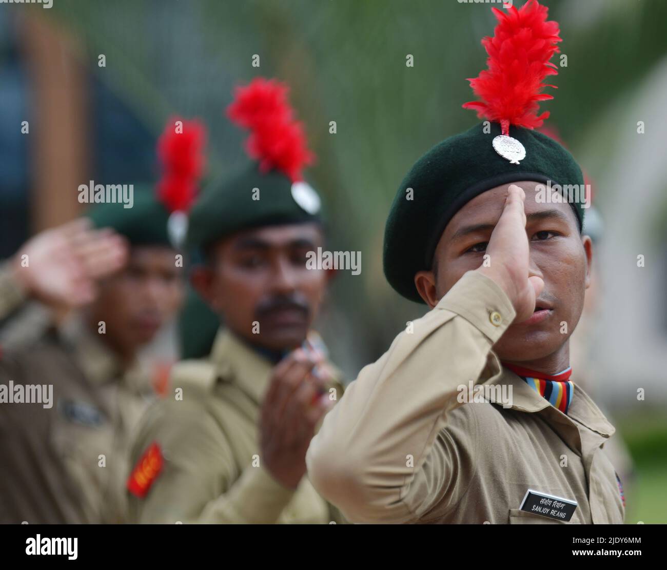 The NCC cadets (National cadets Corps) perform drills during a combined ...